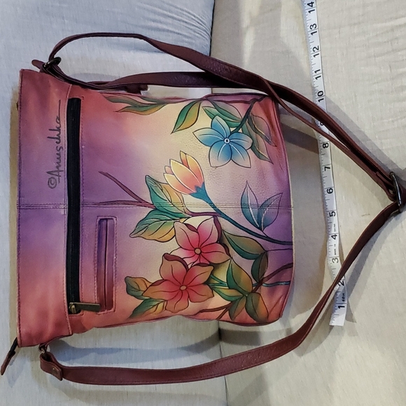 Anuschka | Bags | Anuschka Hummingbird Crossbody Bucket Bag Handpainted Stunning | Poshmark